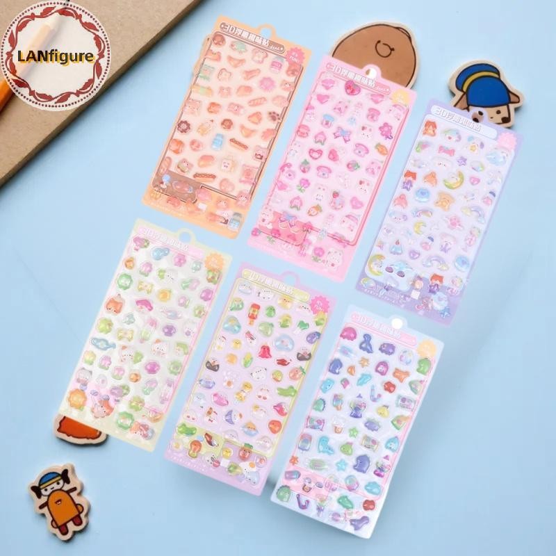 LANfigure 2 Sheets Kawaii 3D Relief Scrapbook Sticker Jelly Cartoon ...