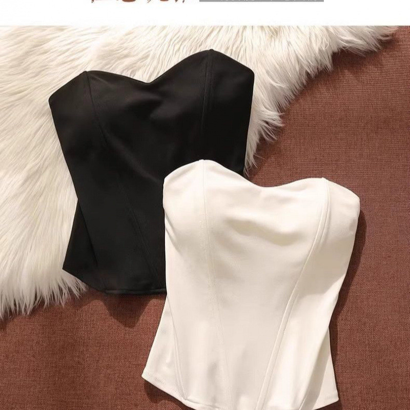 Sexy Fishbone Bustier Tube Top Women's Strapless Tank Top Wedding Dress ...