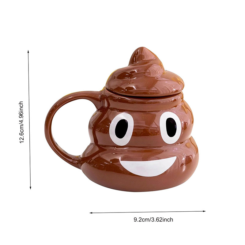 Sweet 500ml Funny Poop Cup Novelty Ceramic Cup With Lid Brown Poop ...