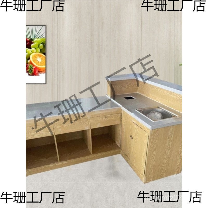 Cashier Counter with Integrated Fruit Cutting Sink, Cutting Table ...