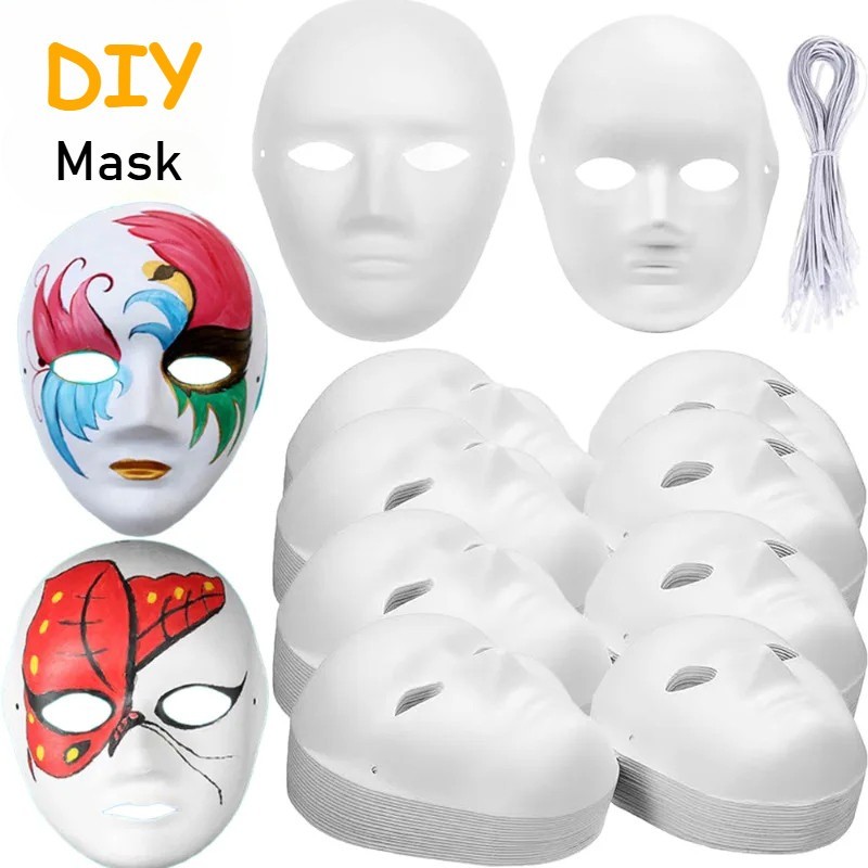 2PCS DIY Face Masks Party Halloween Cosplay Mask for Adult and Kids ...
