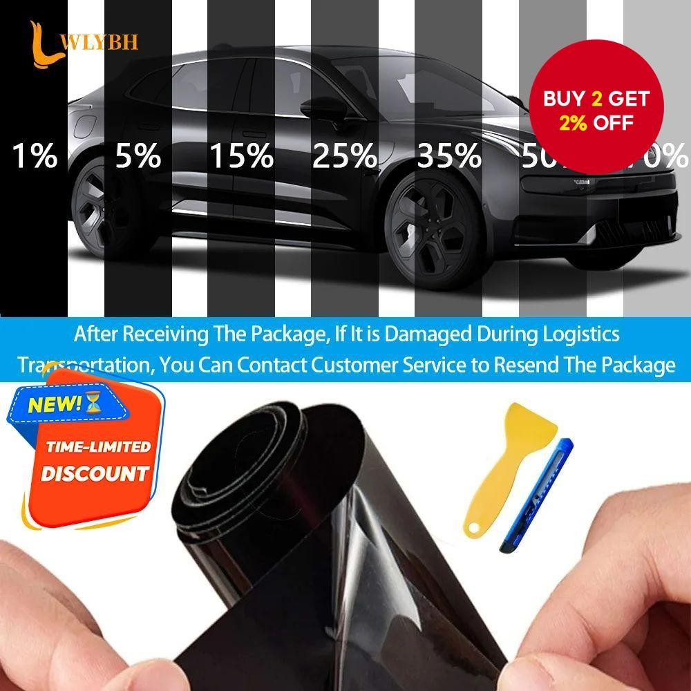 Car Window Privacy Tint Film 50cm x 1m - Dark Glass Sticker, UV ...