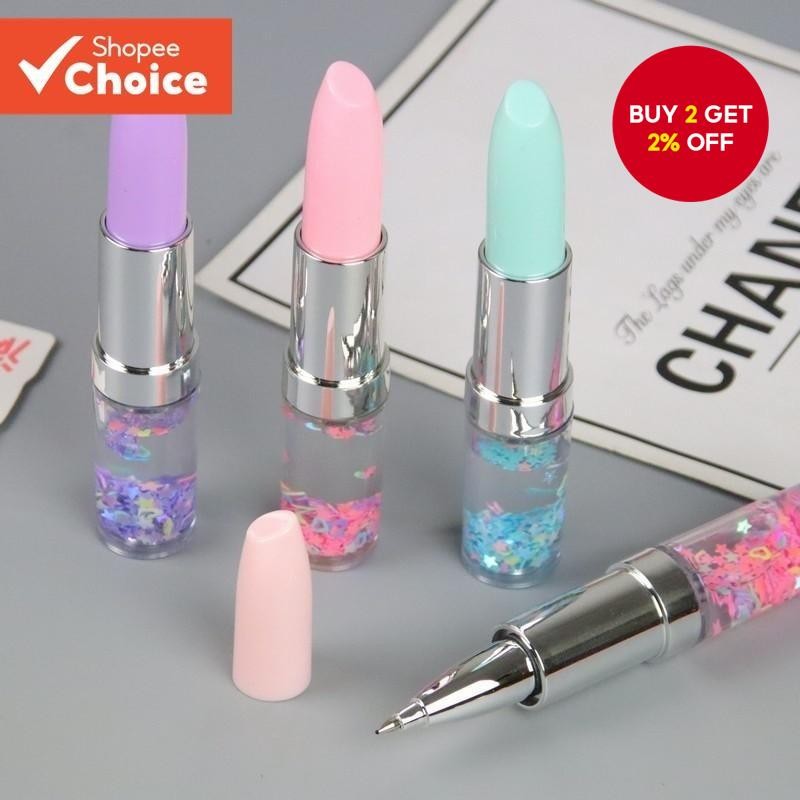 Lipstick Gel Pen Glitter Signature Pen Creative Stationery Ins Girl ...