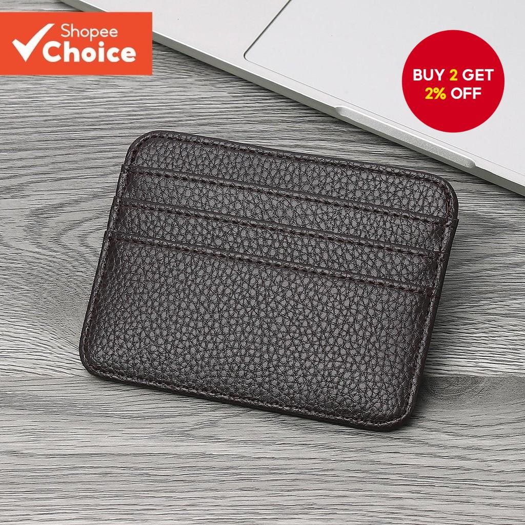 New Men's Ultra-Slim Litchi Grain Card Holder - Compact Multi-Card ...