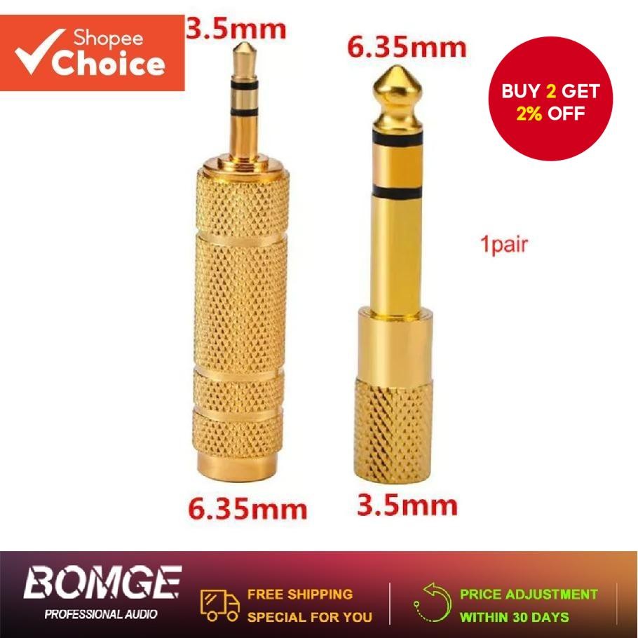[Shopee Choice] 2pcs Gold 3.5mm to 6.35mm Adapter 6.35 Plug to 3.5 Jack ...