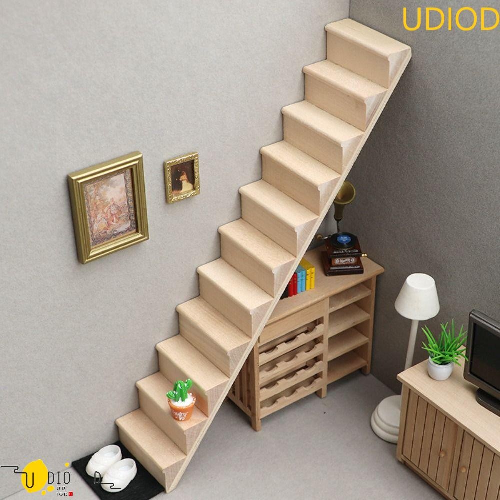 UDIOD 1:12 Dollhouse Furniture, Pretend Play DIY Mini Stairway Model ...