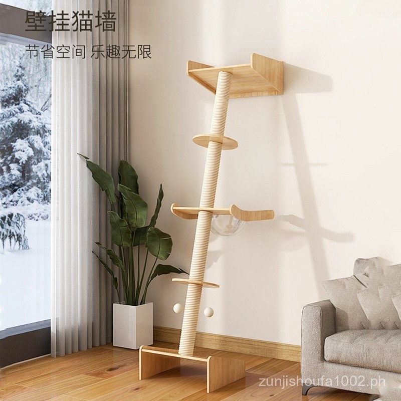 Solid Wood Pillar Cat Climbing Frame No Punching Cat Scratching Board ...