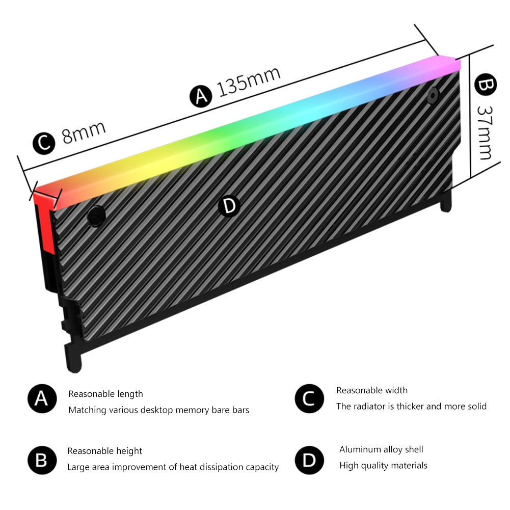 5V 3PIN ARGB RAM Heatsink Radiator Cooler DDR Heatsink for DDR2 DDR3 DDR4 DDR5 [avene.ph ...