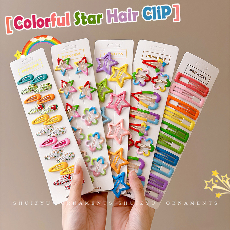 Fashion Colorful Star Hair Clip Girl Cute Simple Hair Pin | Shopee ...