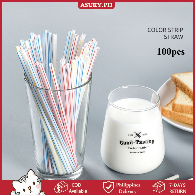 100Pcs Disposable Plastic Drinking Straws Bendable Multifunction Elbow ...