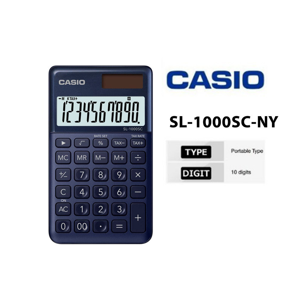 Casio SL-1000SC-NY (Navy) Colorful MY STYLE Pocket Calculators ...