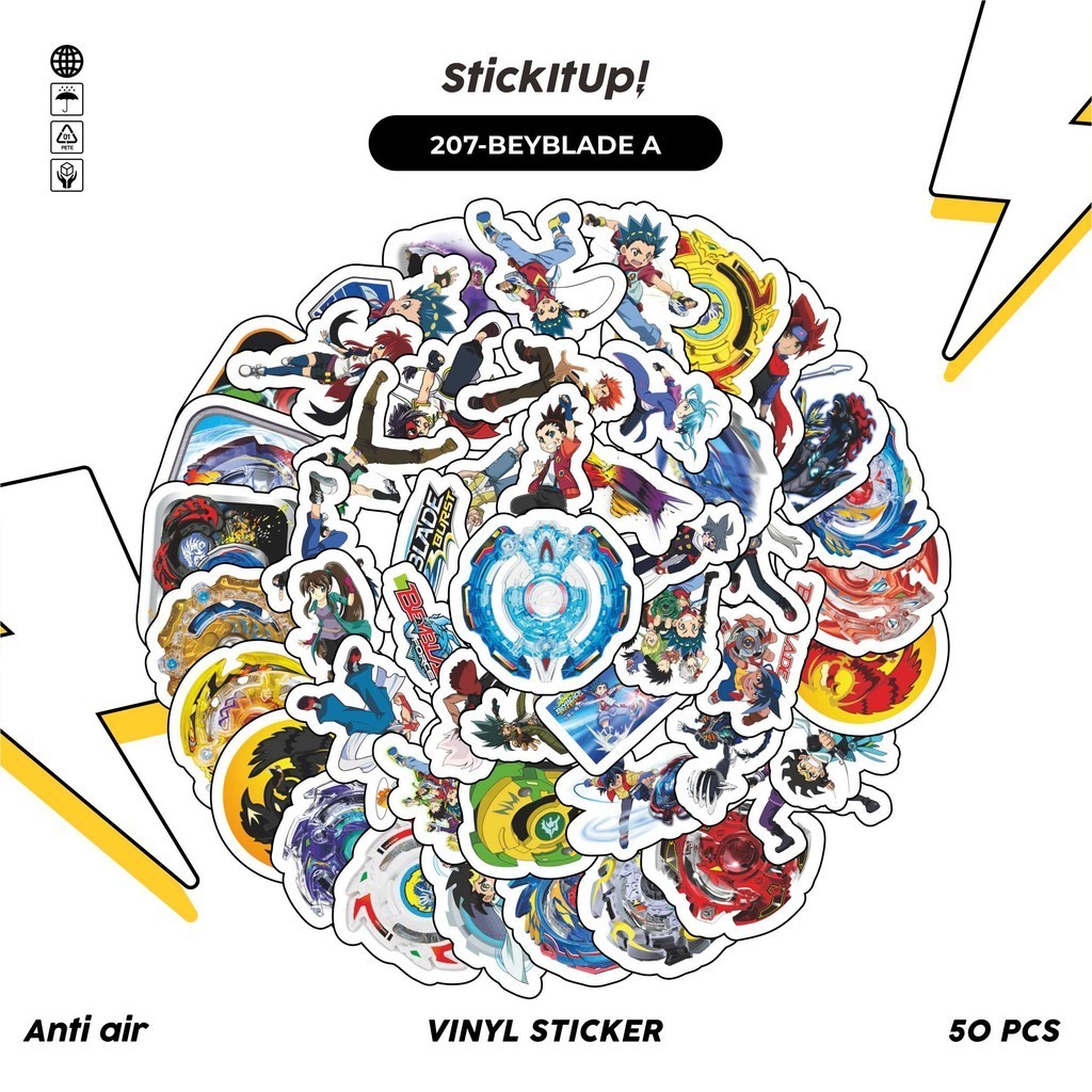 HP 50 Pcs Cute Beyblade Cartoon Graffiti Stickers Pack Aesthetic Vinyl ...
