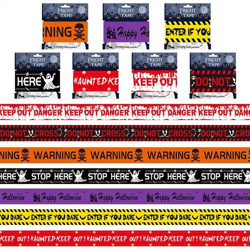 6*0.08M Halloween Warning Tape - Skull Head Warning Tape Sign - Fright ...