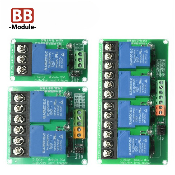 1 2 4 8 Channel Relay Module 30A With Optocoupler Isolation 5V 12V 24V ...