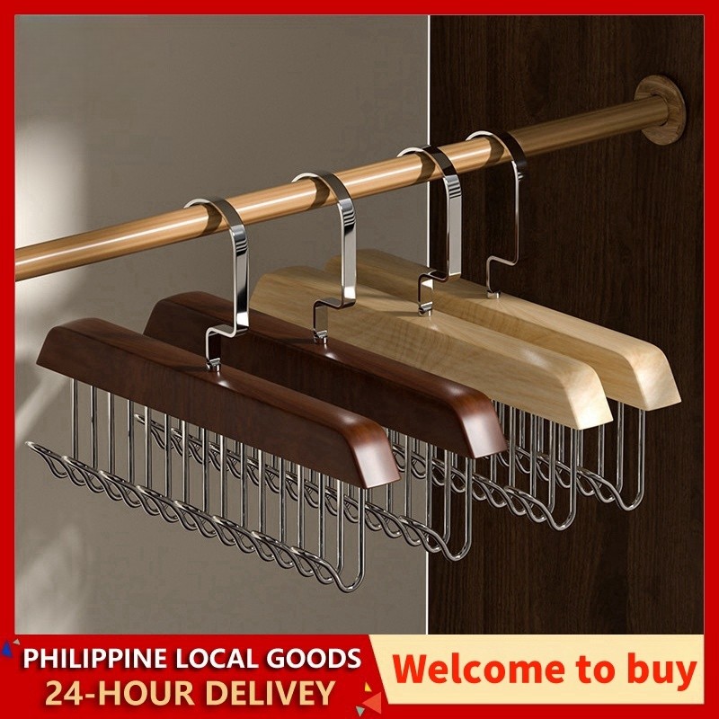 8 Hooks Solid Wood Hanger Bra Hanger Belts Rack Tie Cap Multi ...