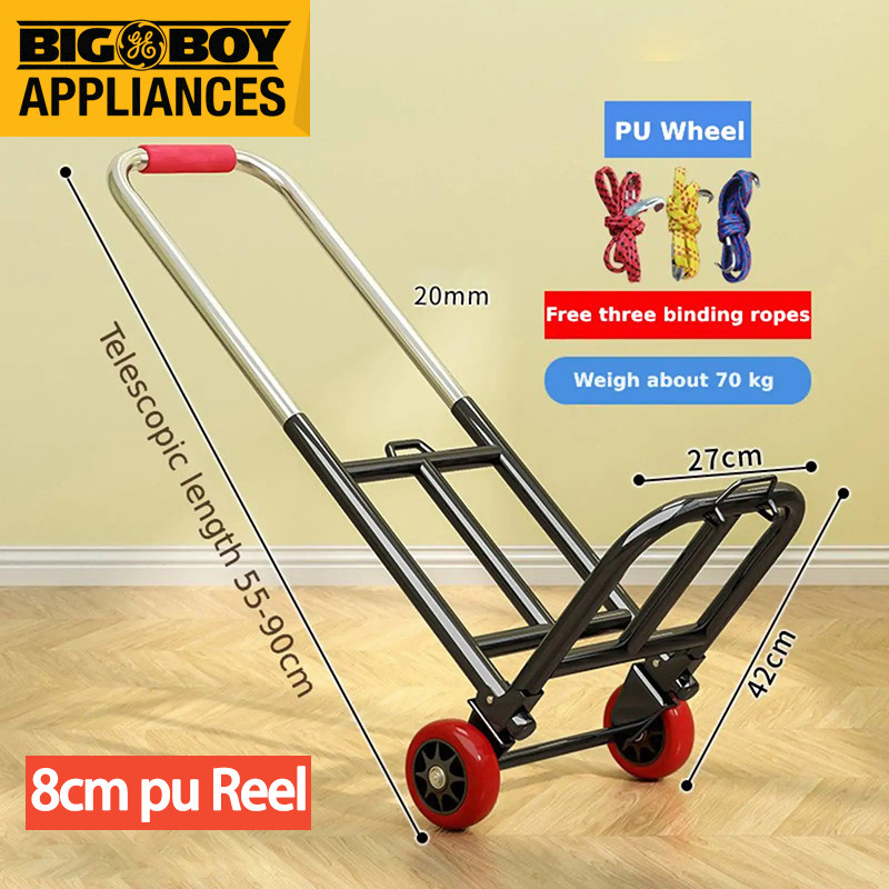 Foldable Shopping Trolley PU Pulley Portable Folding Aluminium Goods ...