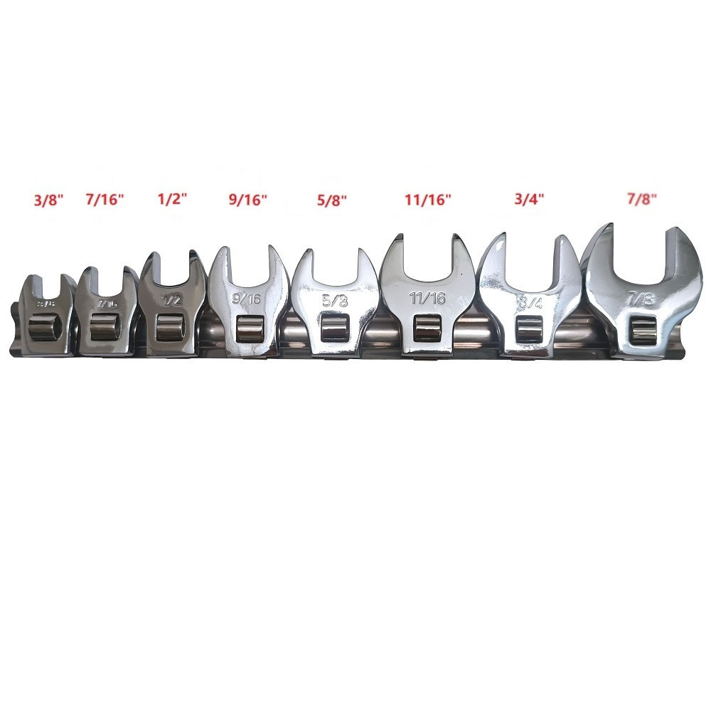 8 Pcs 3/8 Inch Drive Crow Foot Wrench Set 3/8 to 7/8 Inch SAE Chrome ...