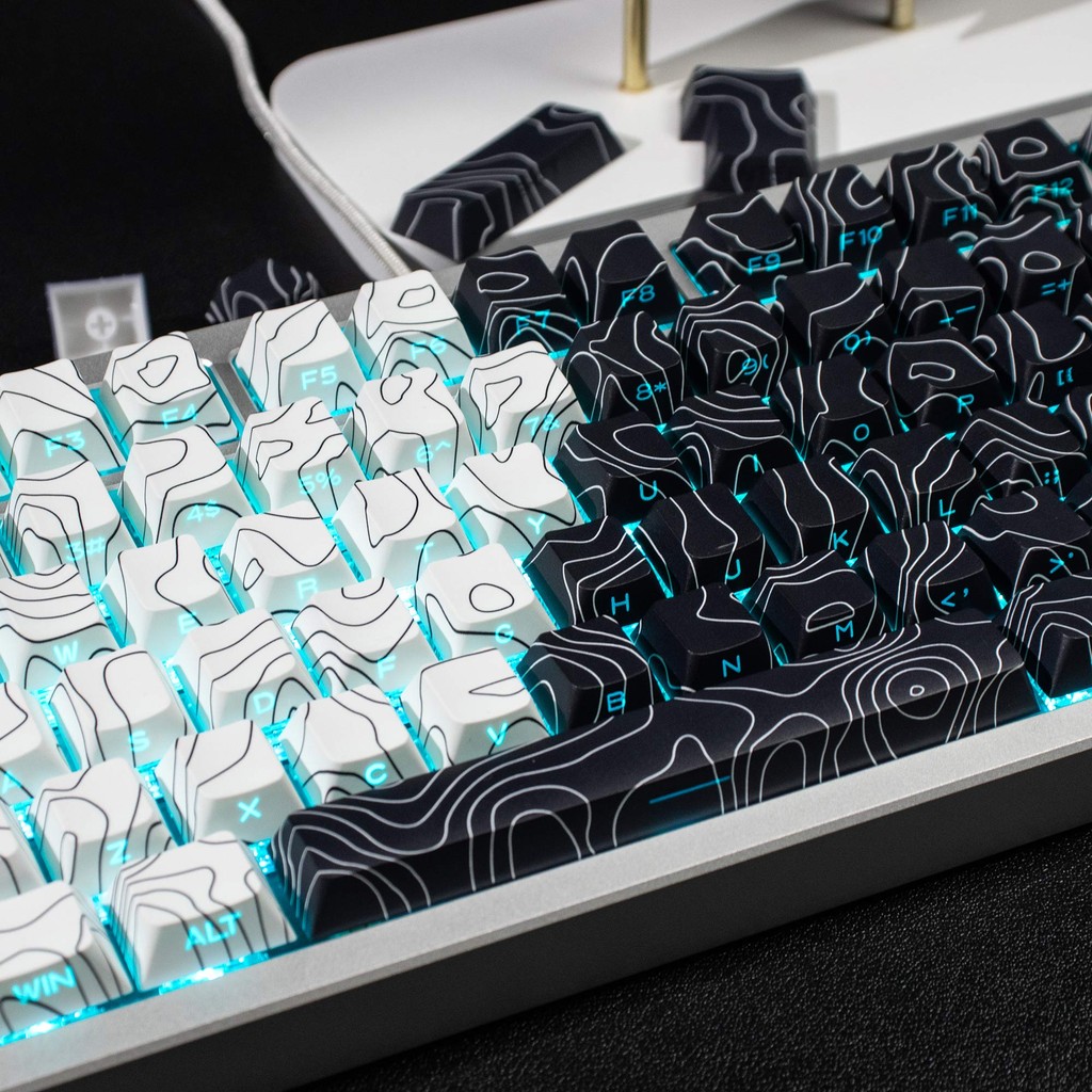 Black White Line Keycaps Side Print Shine Through PBT Cherry Profile ...
