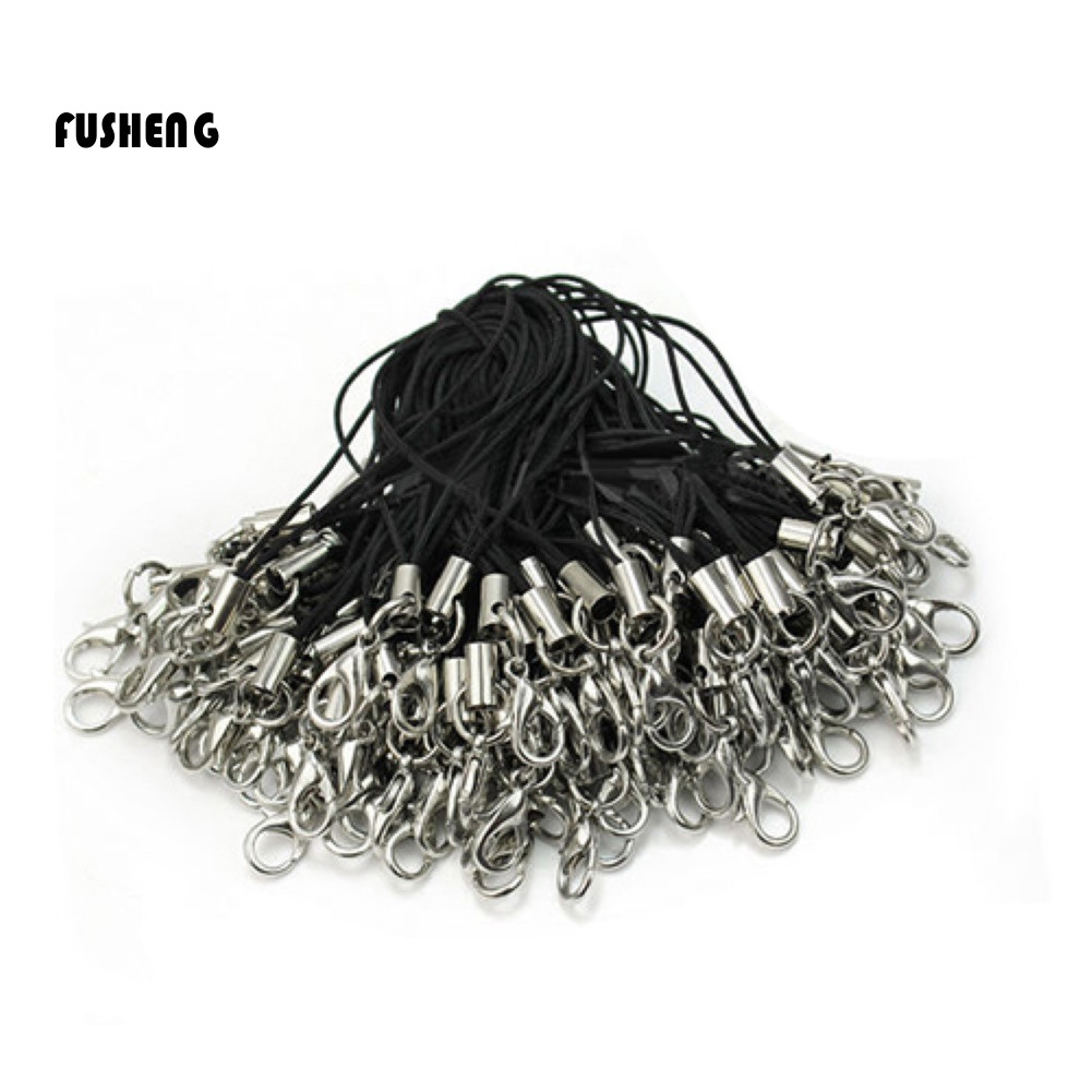 FS 100 Pcs Black Mobile Cell Phone Lanyards Cords Straps Lariat with ...