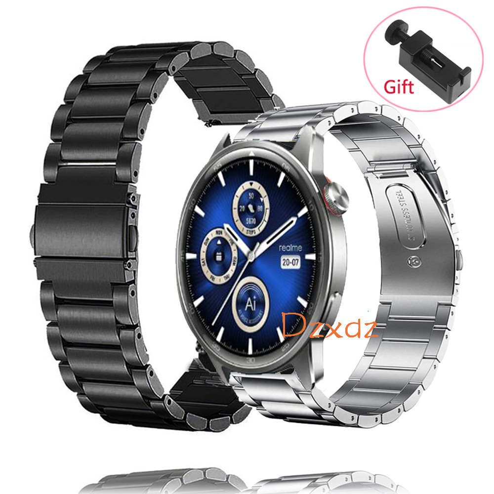 For Realme Watch S2 S Strap Metal Stainless Steel Band Smart Watch ...