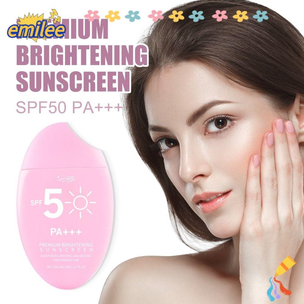 EMILEE Brightening Sunscreen, 50g Fairy Skin Isolation Cream, Water Resistant Anti-UV Premium ...