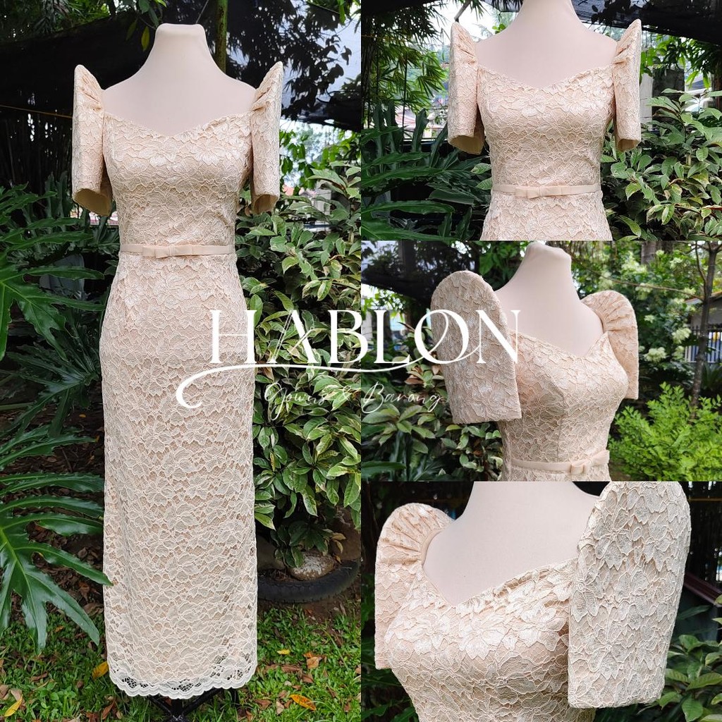 HABLON II Modern Filipiniana Lace Cutwork Floral Maxi Long Dress Gown ...