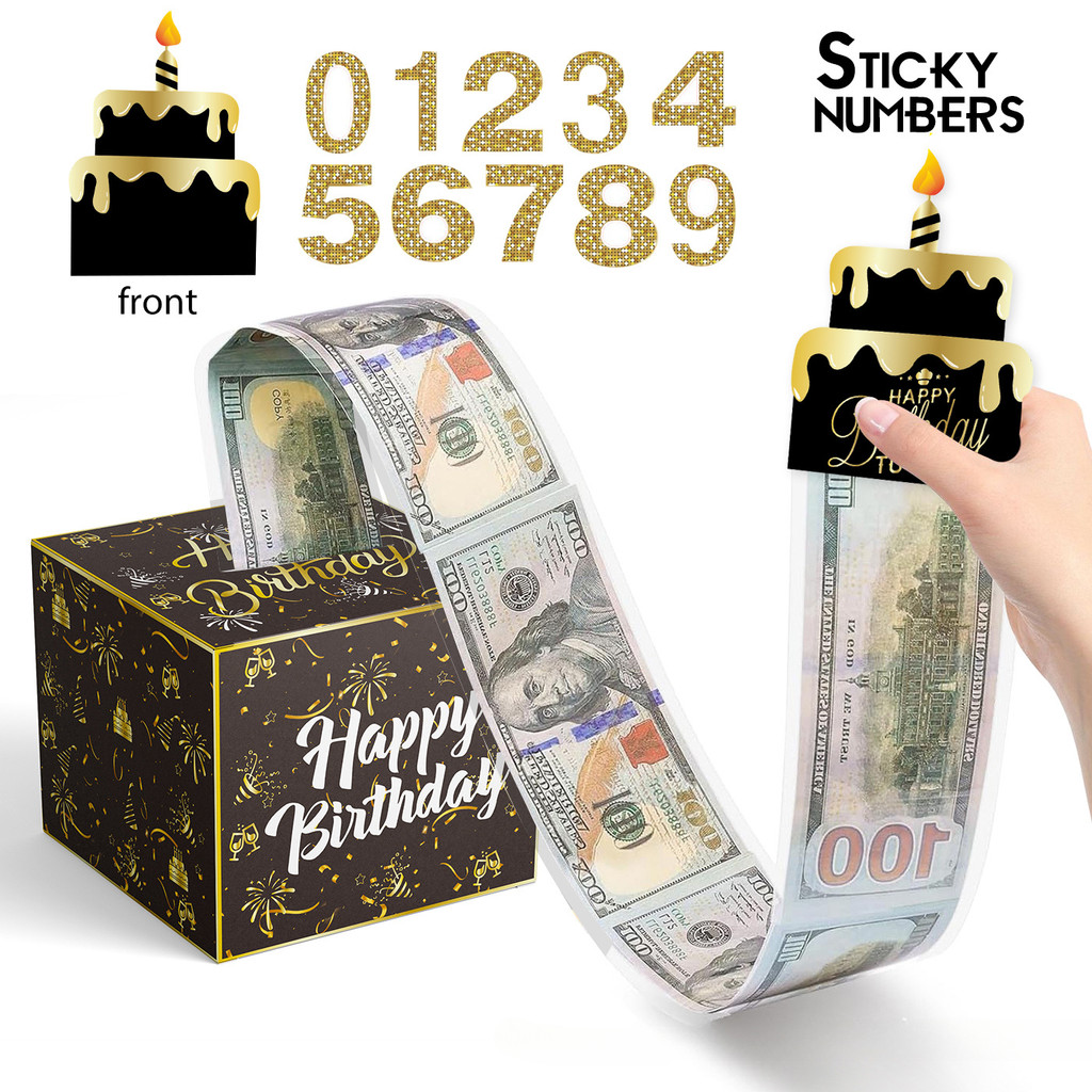 Birthday Money Box for Cash, Black Surprise Box Explosion Gift for Men ...
