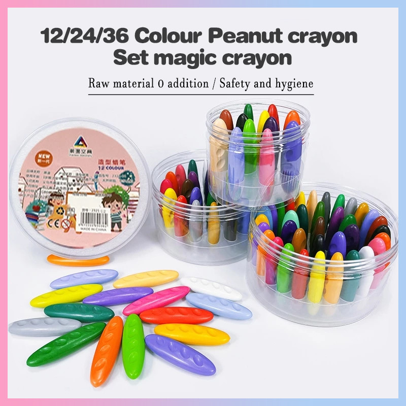 12/24/36 Colors Children's Non-Staining Bucket Crayon Set Water drop ...