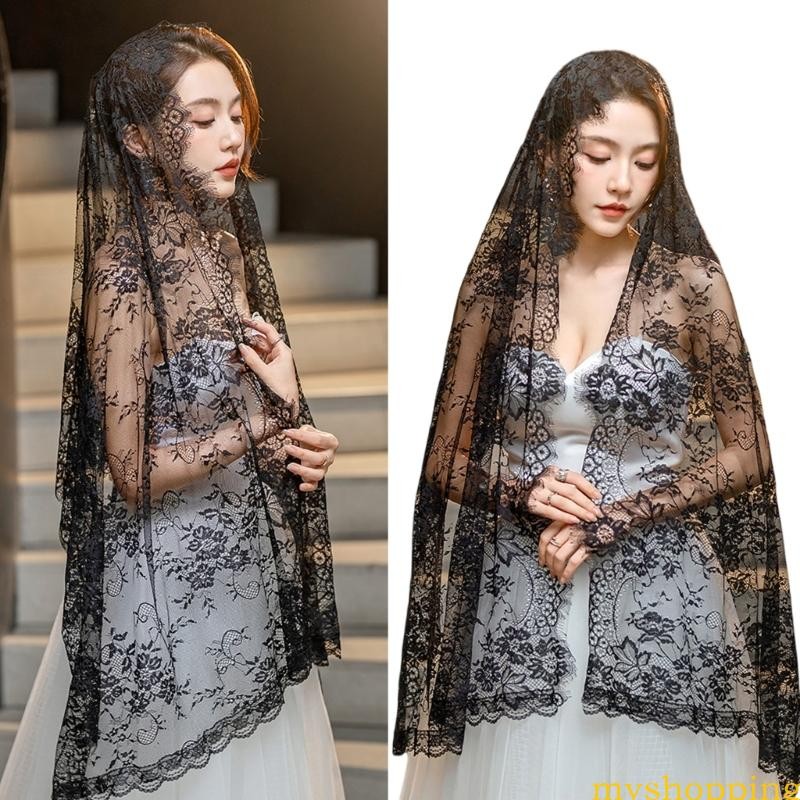 Ivy Muslims Lace Wedding Veils Church Mantilla Wedding Bride Head ...