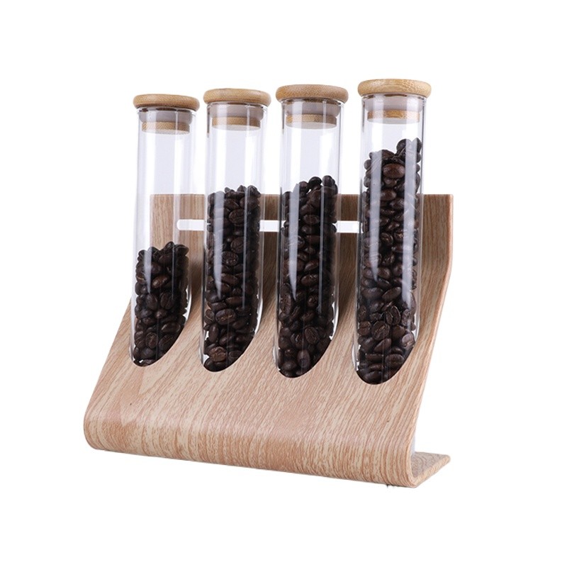 Coffee Bean Display Stand Raw Beans Cooked Beans Sample Bamboo and Wood ...