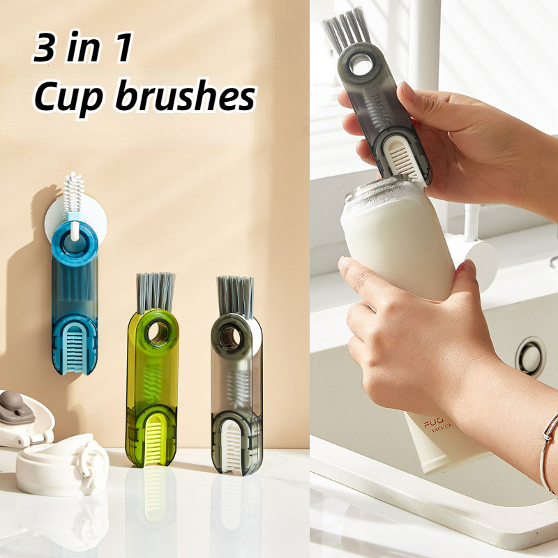 U Shape Cup Brushes 3In1 Cup Lid Straw Cleaning Brush Cover Brush ...