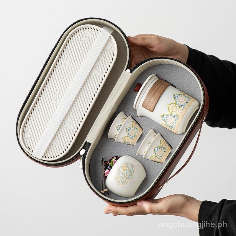 Customized Portable Travel Tea Set Mini Set Outdoor Tea Bags Ceramic ...