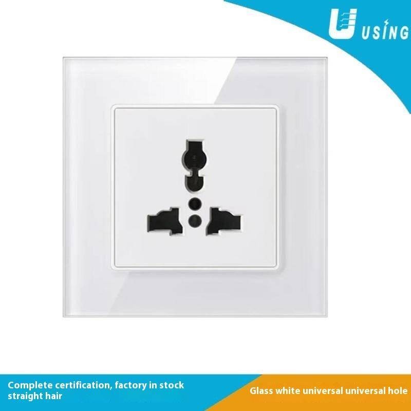 Type 86 Tempered Glass Multi Function Three Hole Universal International Standard Universal