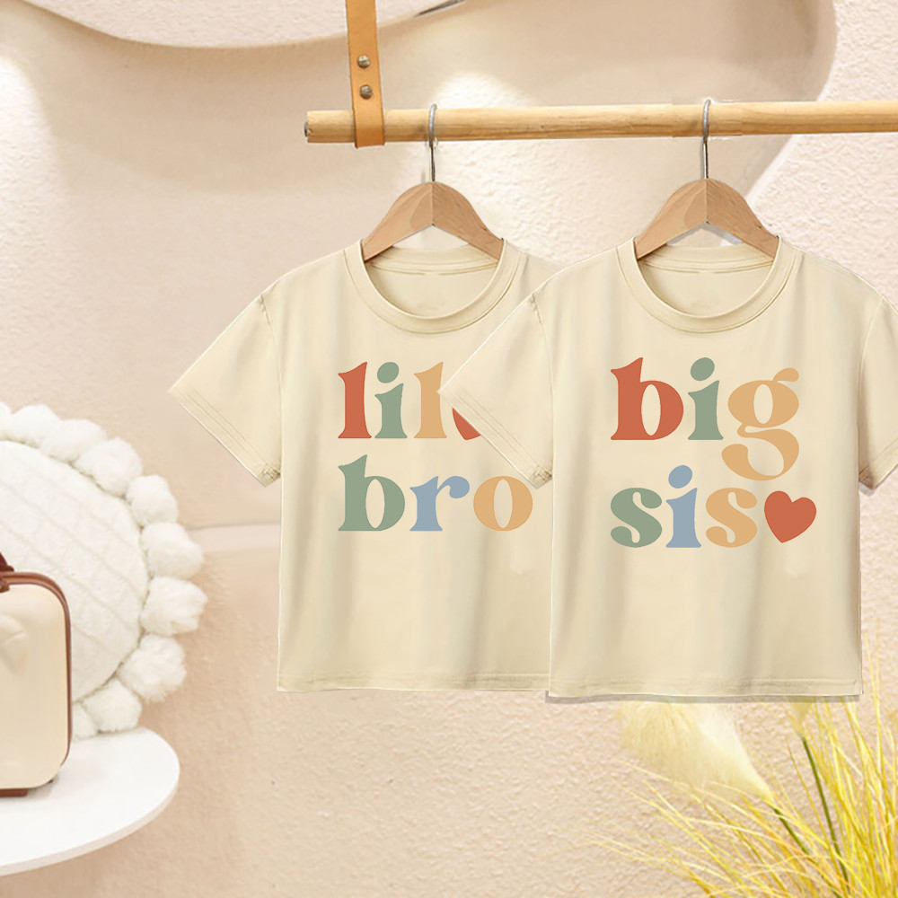 Big Bro Lil Sis Siblings Matching Tops Set Boys Girls Short-sleeved ...