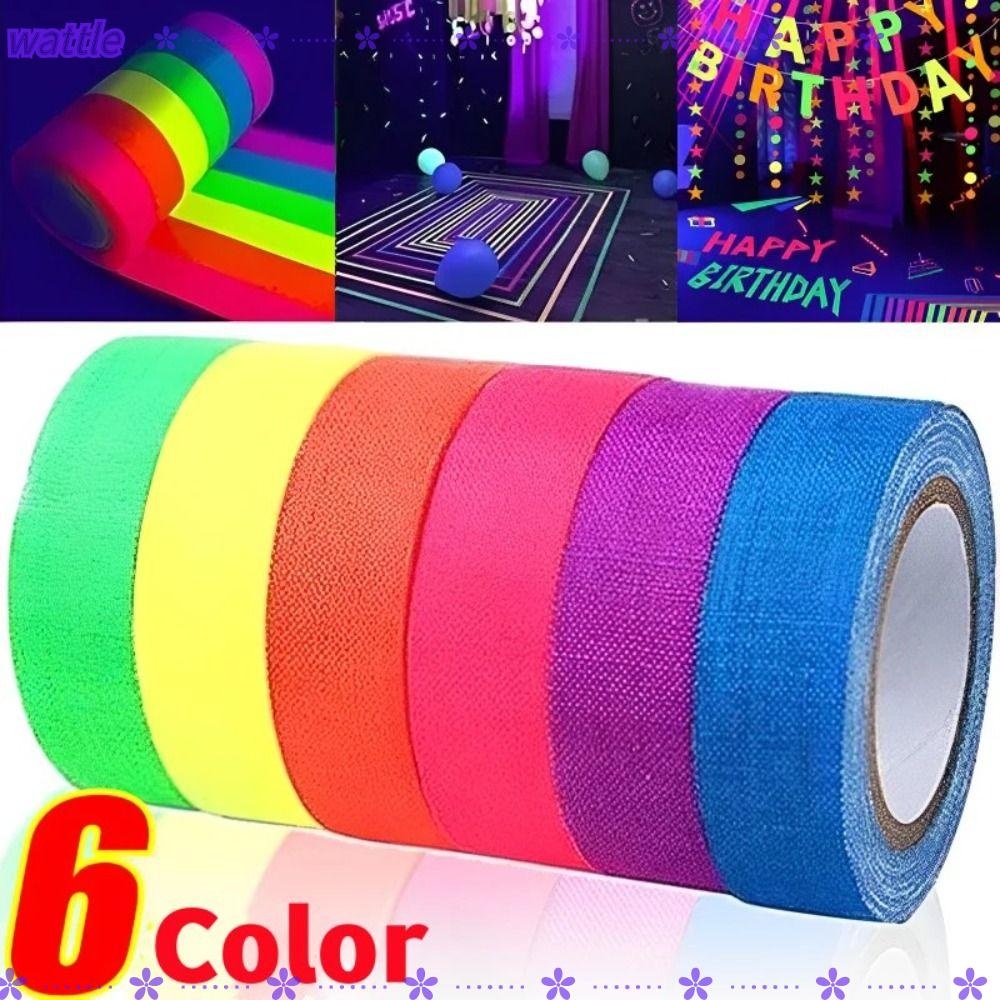 WATTLE Neon Gaffer Cloth Tape, 6 Colors 5Meter UV Reactive Tape ...