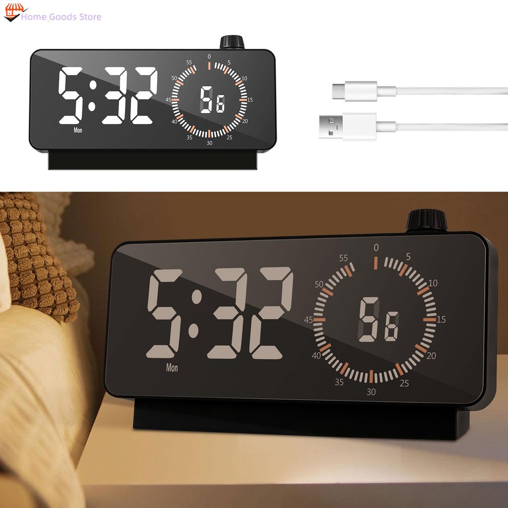 Mirror Alarm Clock with Timer LED Big Display Digital Desk Clock 3 ...