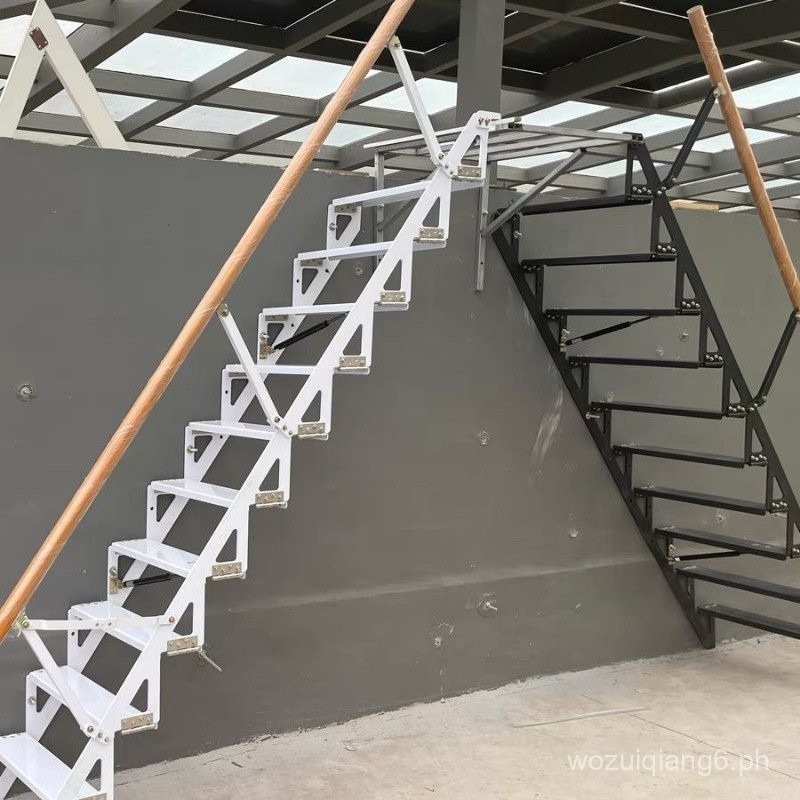 Side Wall-Mounted Folding Stairs Wall-Mounted Home Attic Special Ladder ...