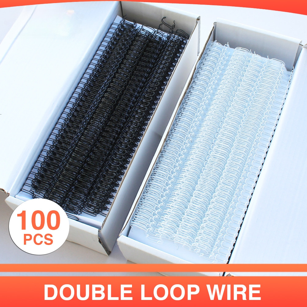 100pcs Double Loop Wire A4 Black White 34 Holes 3:1 Pitch Metal Binding ...
