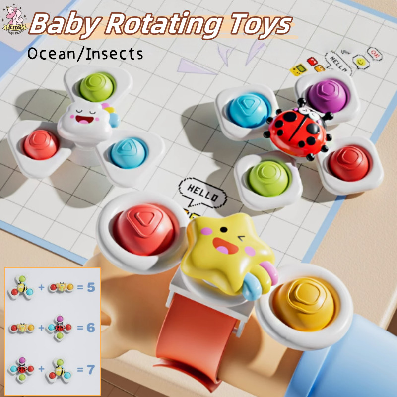 Baby Rotating Toys Suction Cup and Wristband Type Gyroscopes 3Pcs ...