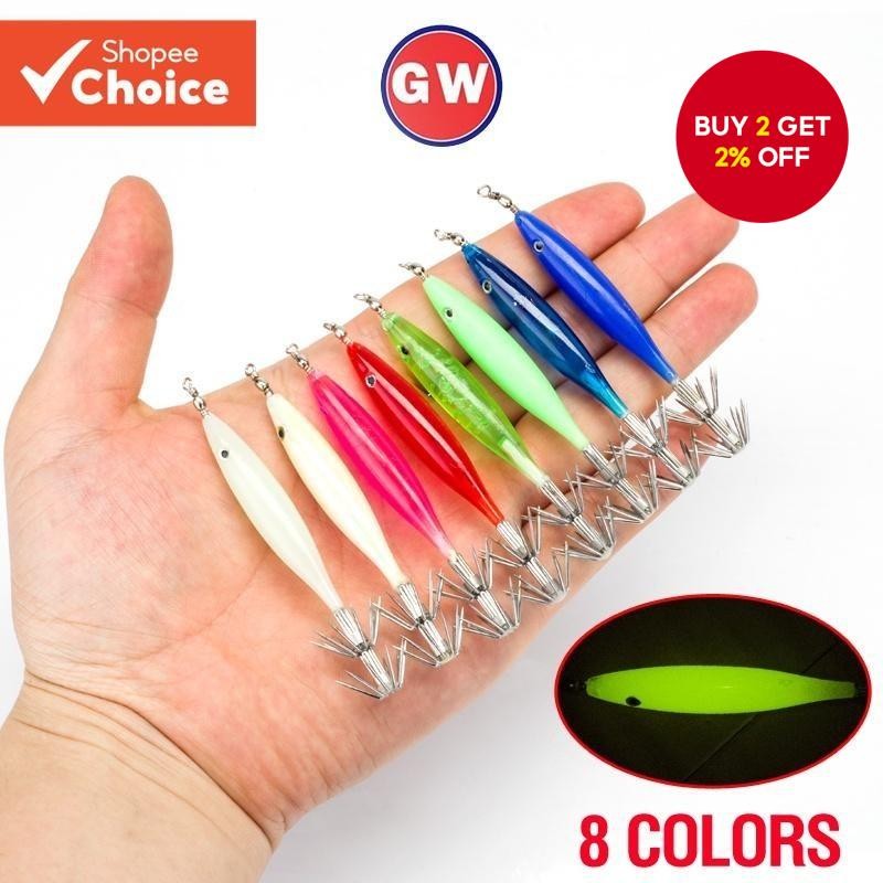 1Pcs 6cm/5g Luminous Squid Lure 8 Colors Hard Spinner Plastic Bait 3D ...