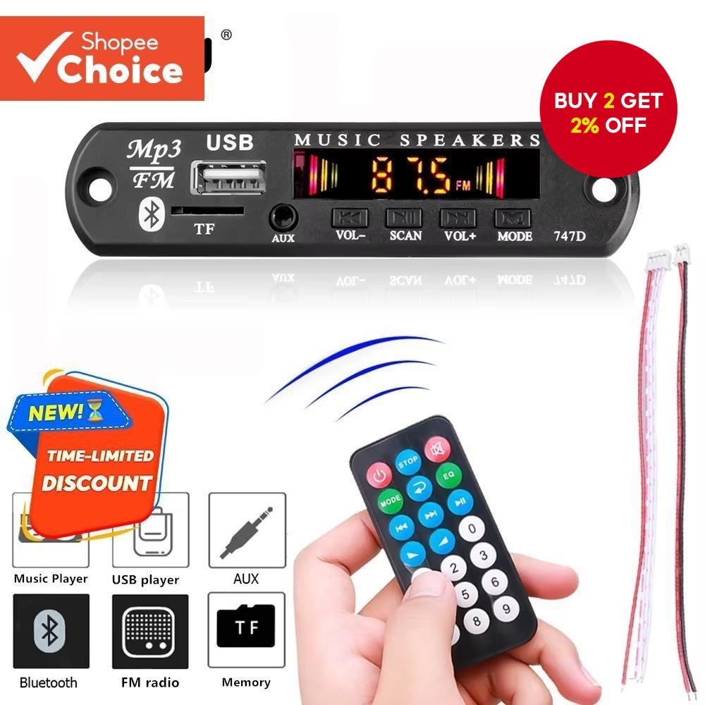 DC 9V 12V Bluetooth 5.0 Car Kit Wireless MP3 Dec oder Board Audio WMA Car Music Player Module ...