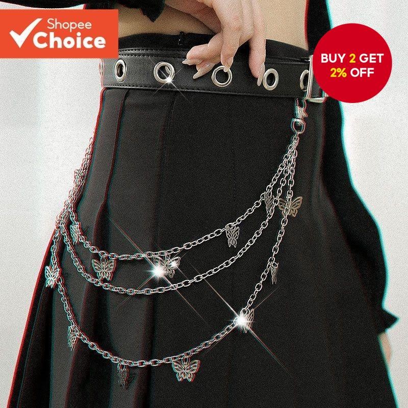 1 Pcs Hip Hop Punk Metal Butterfly Pants Chain For Women Fashion Silver ...