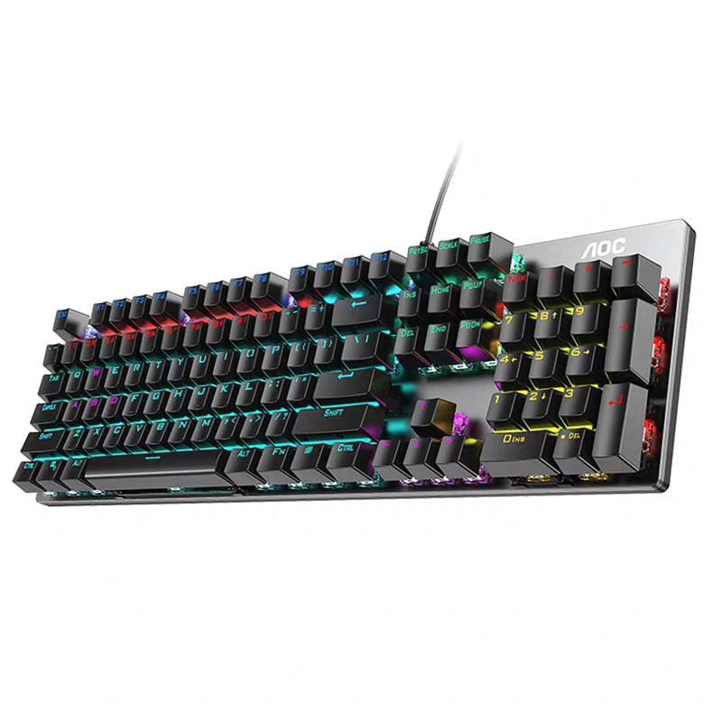 AOCGK410 Mechanical Keyboard Wired Green Axis Red Axis Game Full Key No ...