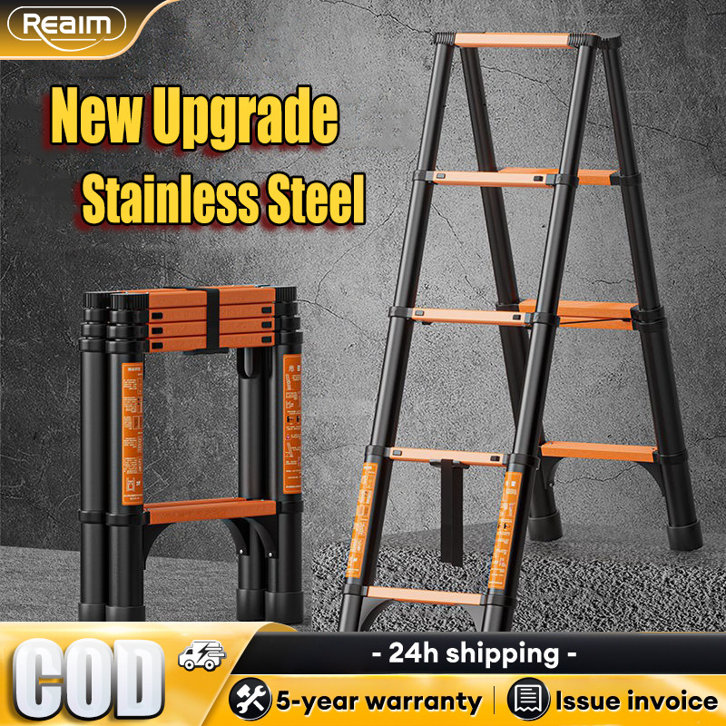Telescopic Foldable Ladder Carbon Alloy Heavy Duty for Yard Camping ...