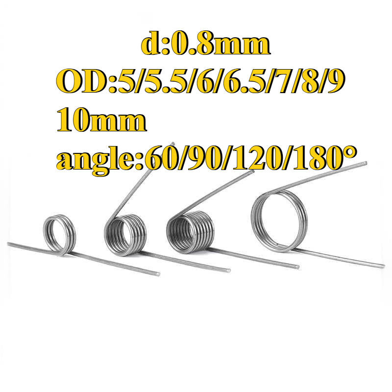 sus304 d0.8mm OD5/5.5/6/6.5/7/8/9/10mm V-shaped spiral torsion spring ...