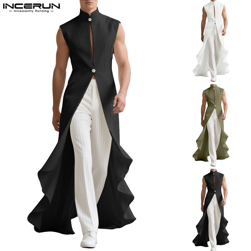 INCERUN Men's Deconstructed Clear Color Long Vest | Shopee Philippines