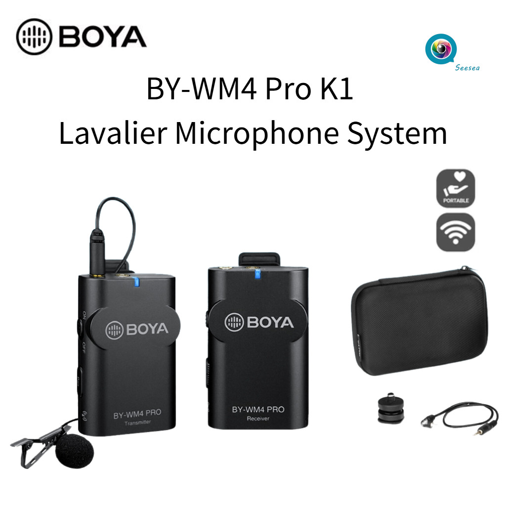 Boya BY-WM4 Pro K1 Portable 2.4G Wireless Microphone System SingleTransmitters+One Receiver ...