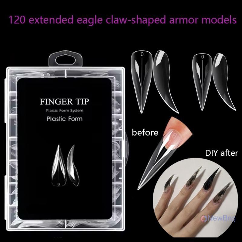 ONew 140pcs/box Short Curved Stiletto Nail Dual Form For Nail Extension ...
