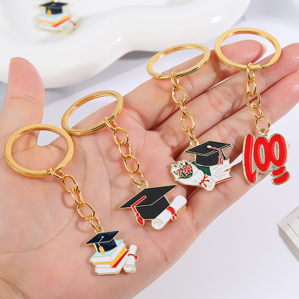 Exquisite Enamel Bachelor Hat Shape Keychains Fashion Book Metal ...