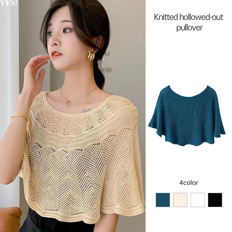 Knitted Hollow-out Pullover Shawl Summer Air-conditioned Room Shawl ...